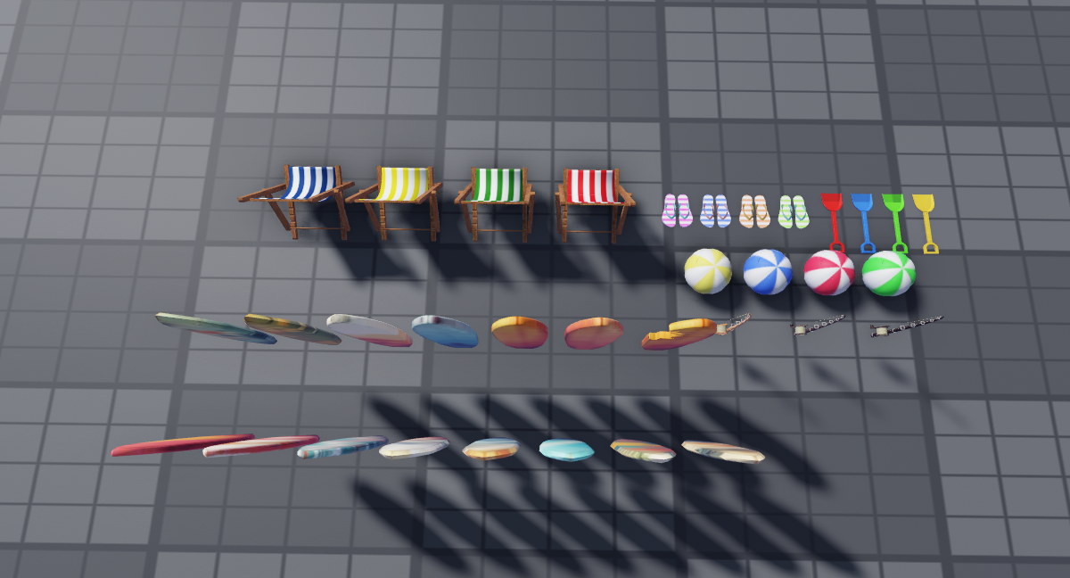 Ultimate Roblox Summer Beach Assets Pack – 3D Surfboards, Loungers & Props