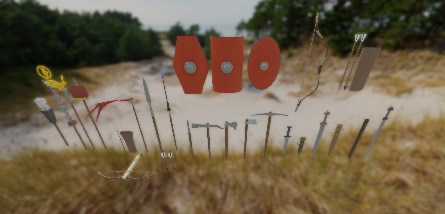 Realistic Roblox Roman Weapons & Shields Pack