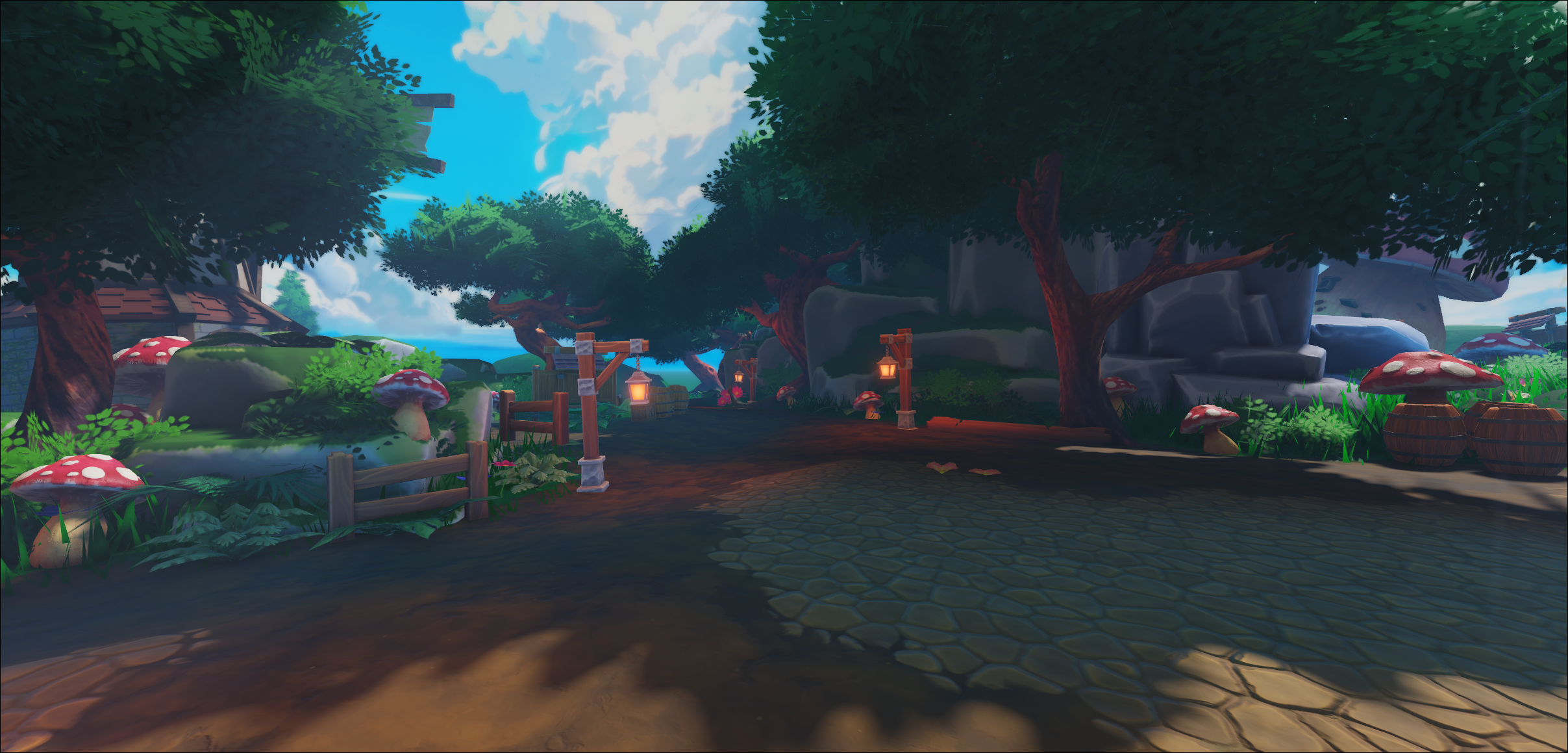 Large Stylized Roblox Fantasy Forest Adventure Map with Structures Included