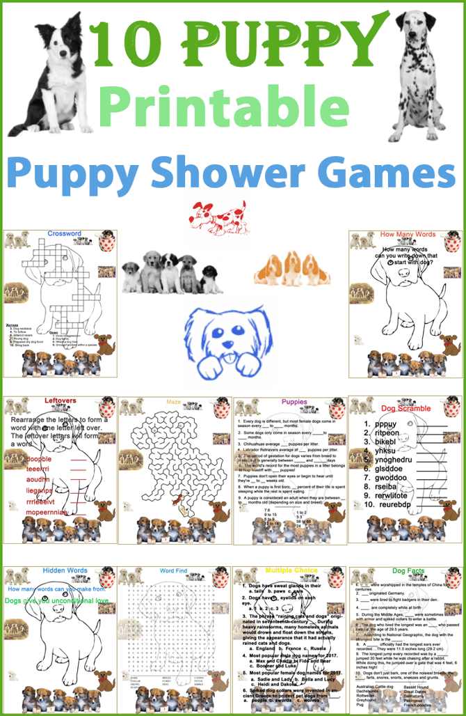Puppy and Dog Shower Games - Printables - Payhip