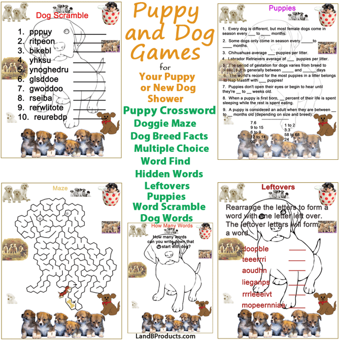 Puppy and Dog Shower Games - Printables - Payhip