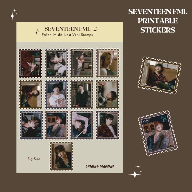 SEVENTEEN FML Faded, Mono, Life Stamp Stickers - Payhip