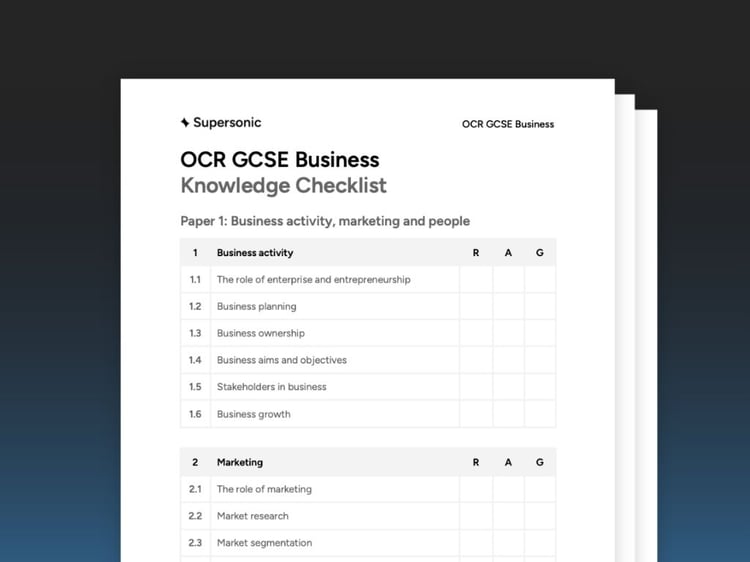 Supersonic GCSE and A-Level Resources - OCR GCSE Business