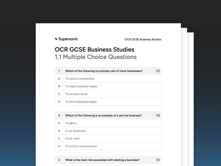 Supersonic GCSE and A-Level Resources - OCR GCSE Business