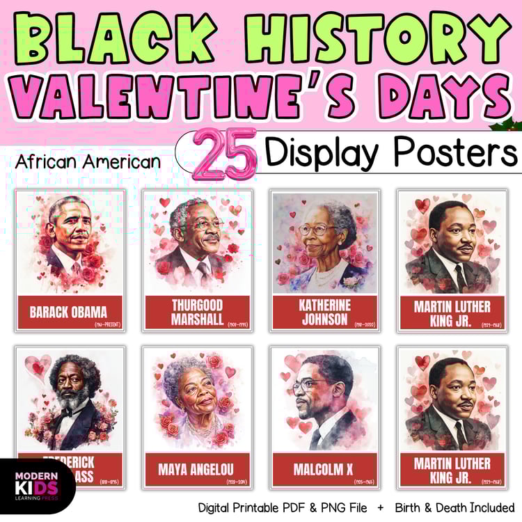 60 Black History Month Valentine's Day Cards - February Famous Figures