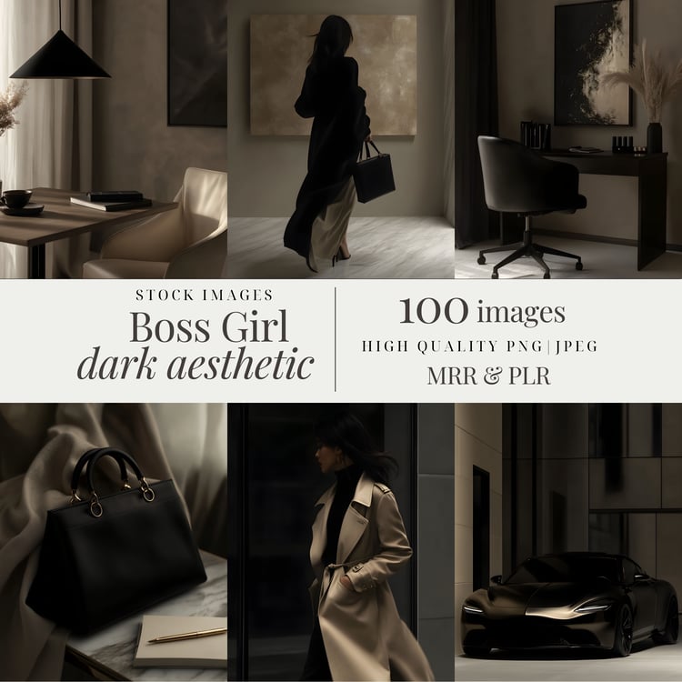 Instagram Posts & Stories | Images | Boss Girl Dark Aesthetic | MRR | PLR