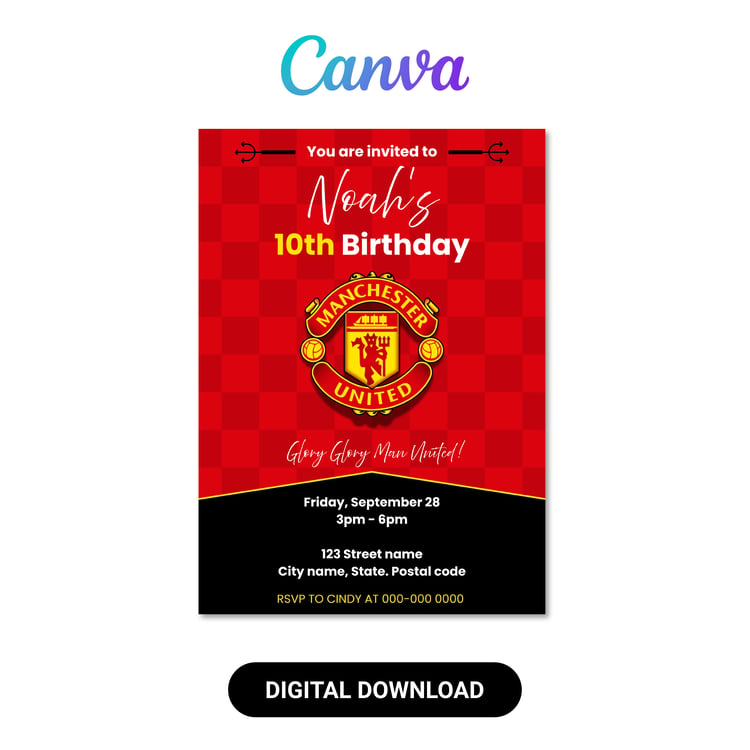 Cristiano Ronaldo Birthday Invitation Card, Canva template