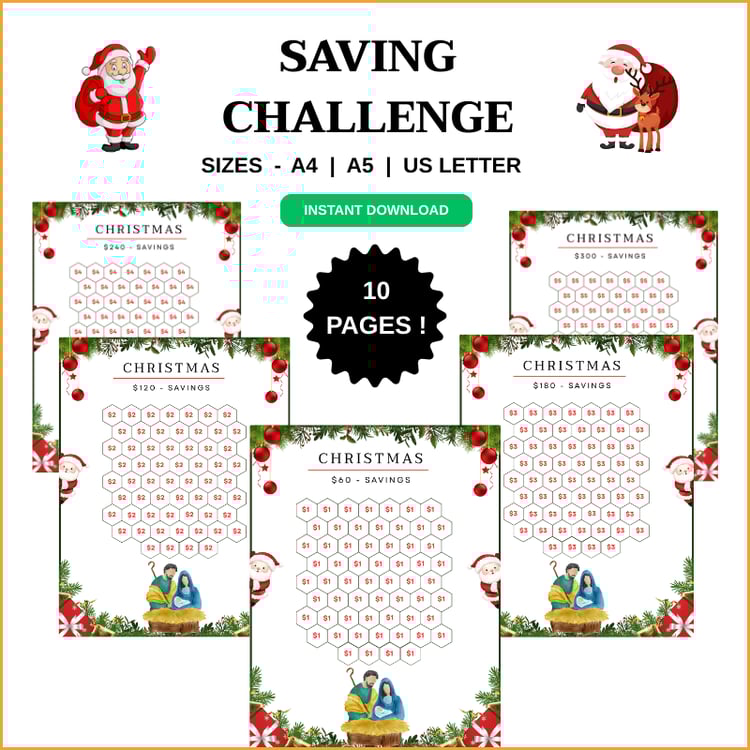 Strawberry Savings Challenge Printable – 10 Money Saving Trackers ($40 ...