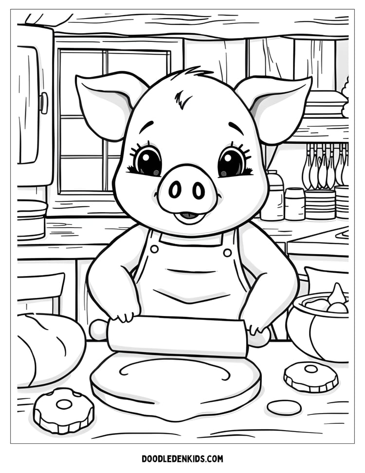 Free Pig Coloring Pages | Cute Farm Animal Printables | Doodle den Kids