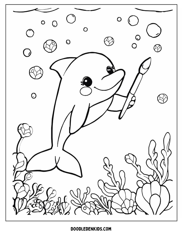 Free Dolphin Coloring Pages | Ocean Animal Fun | Doodle den Kids