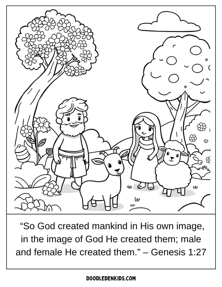 Free Adam & Eve Coloring Pages – Faith & Values Coloring Hub