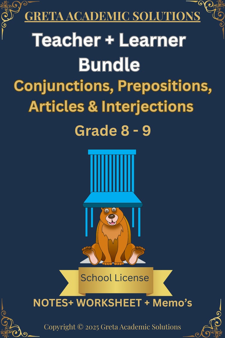 Grade 8-9 English: Conjunctions, Prepositions, Articles & Interjections ...