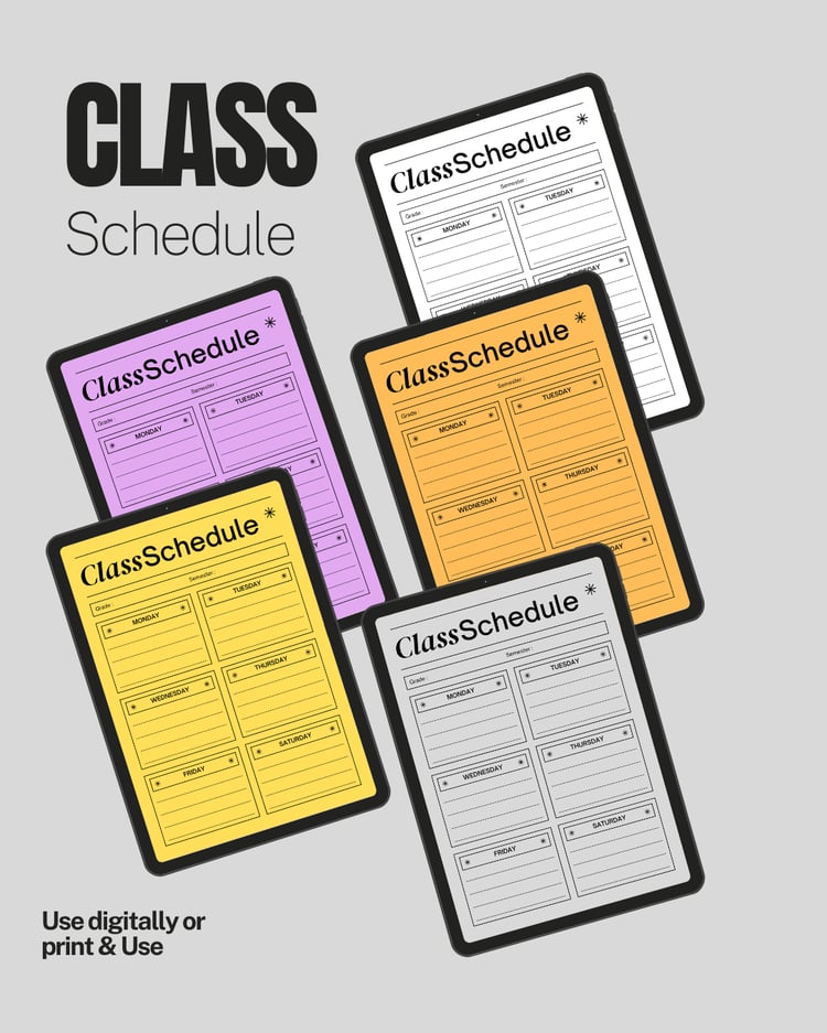 Class Schedules/ Planner (Pre-School & Above) - Payhip