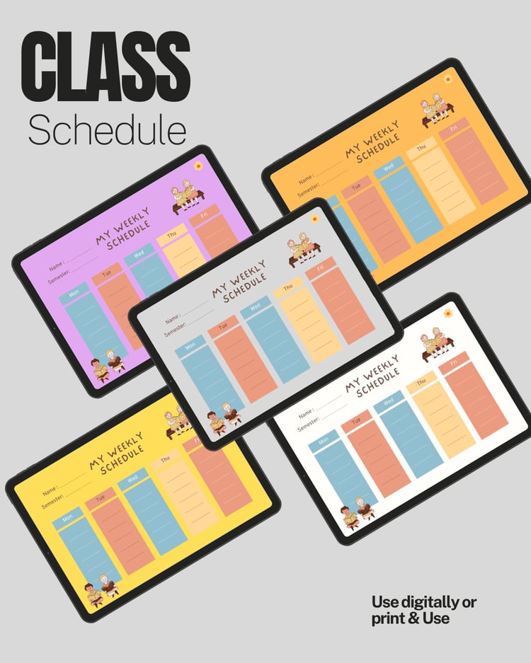 Class Schedules/ Planner (Pre-School & Above) - Payhip