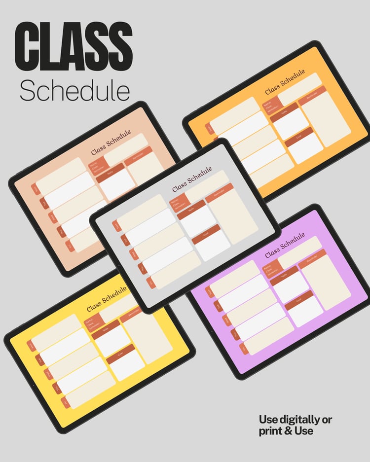 Class Schedules/ Planner (Pre-School & Above) - Payhip