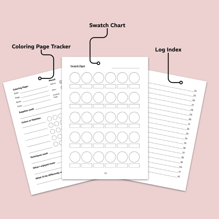 Coloring Book Tracker & Diary - Track Pages, Colors, Mood & Techniques