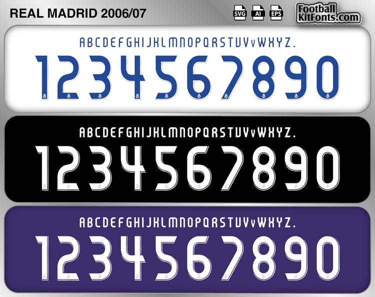 Football Kit Fonts - Real Madrid