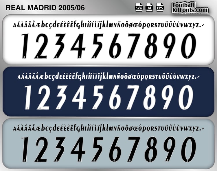 Football Kit Fonts - Real Madrid