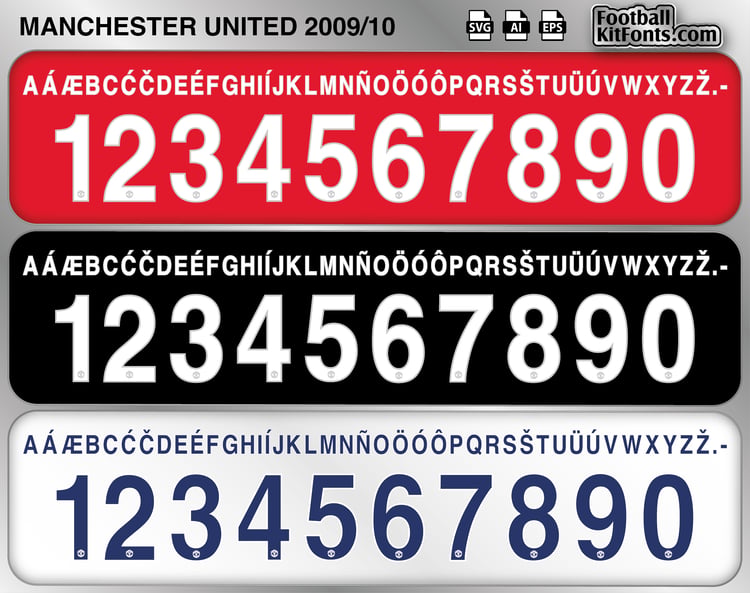 Football Kit Fonts - Manchester United