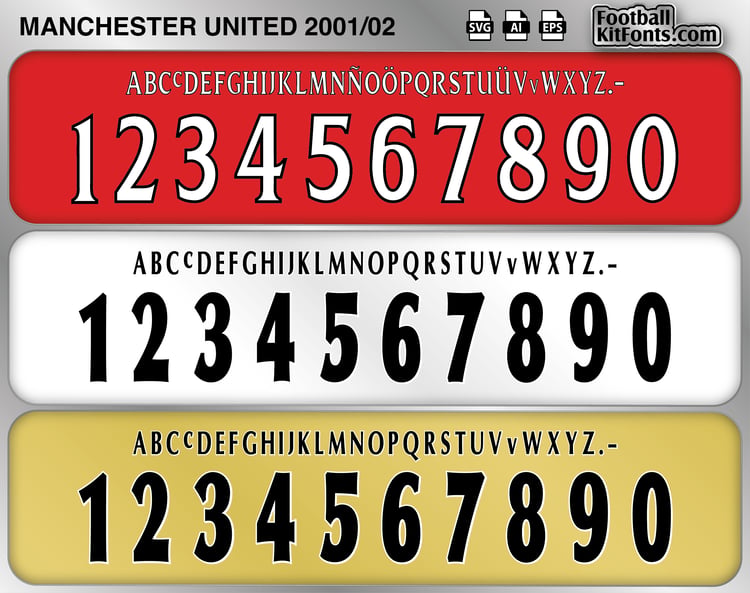 Football Kit Fonts - Manchester United