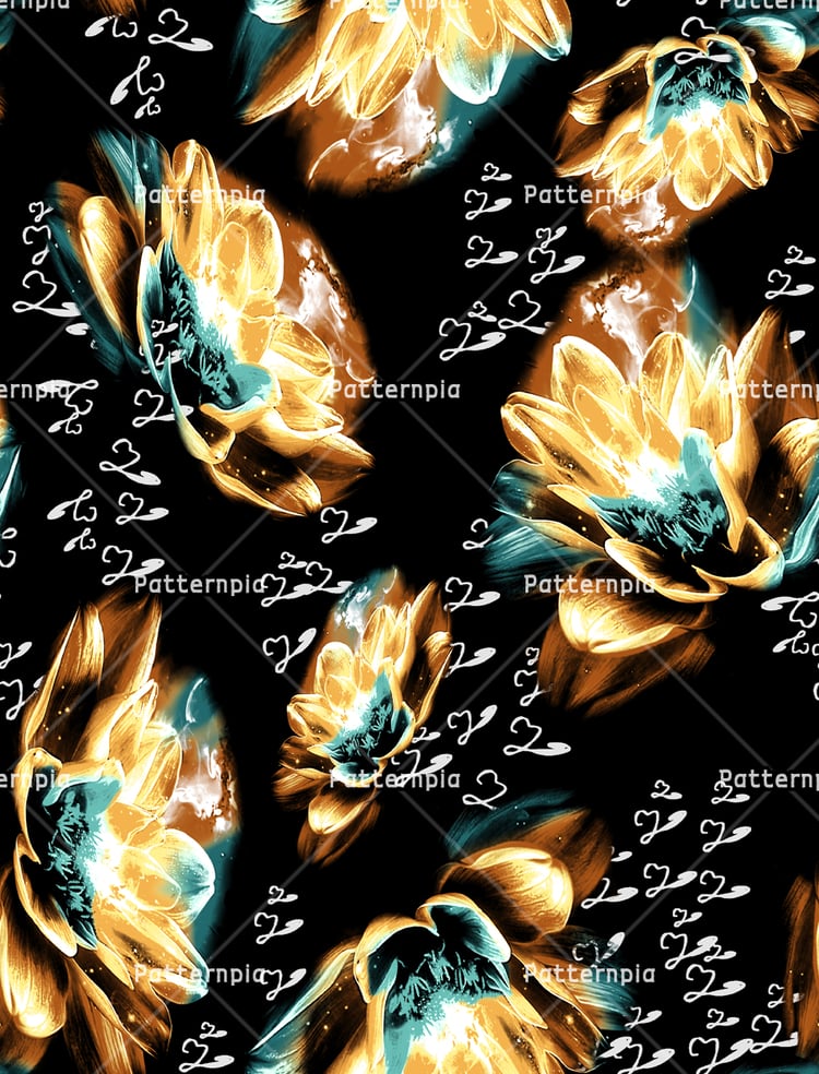 Patternpia Seamless Repeat Textile Pattern PSD JPG – Golden Bloom ...