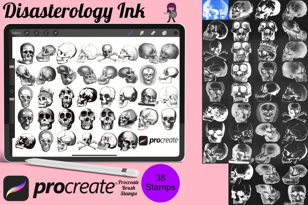 Vintage Skulls Procreate Brush Stamp, 38 Skull Stamps - Payhip