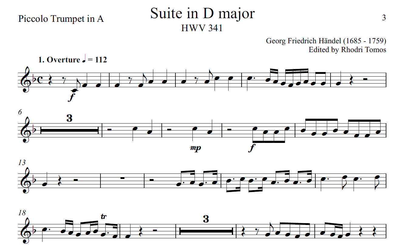 Handel HWV341 Suite in D major - organ accompaniment mp3 & trumpet ...