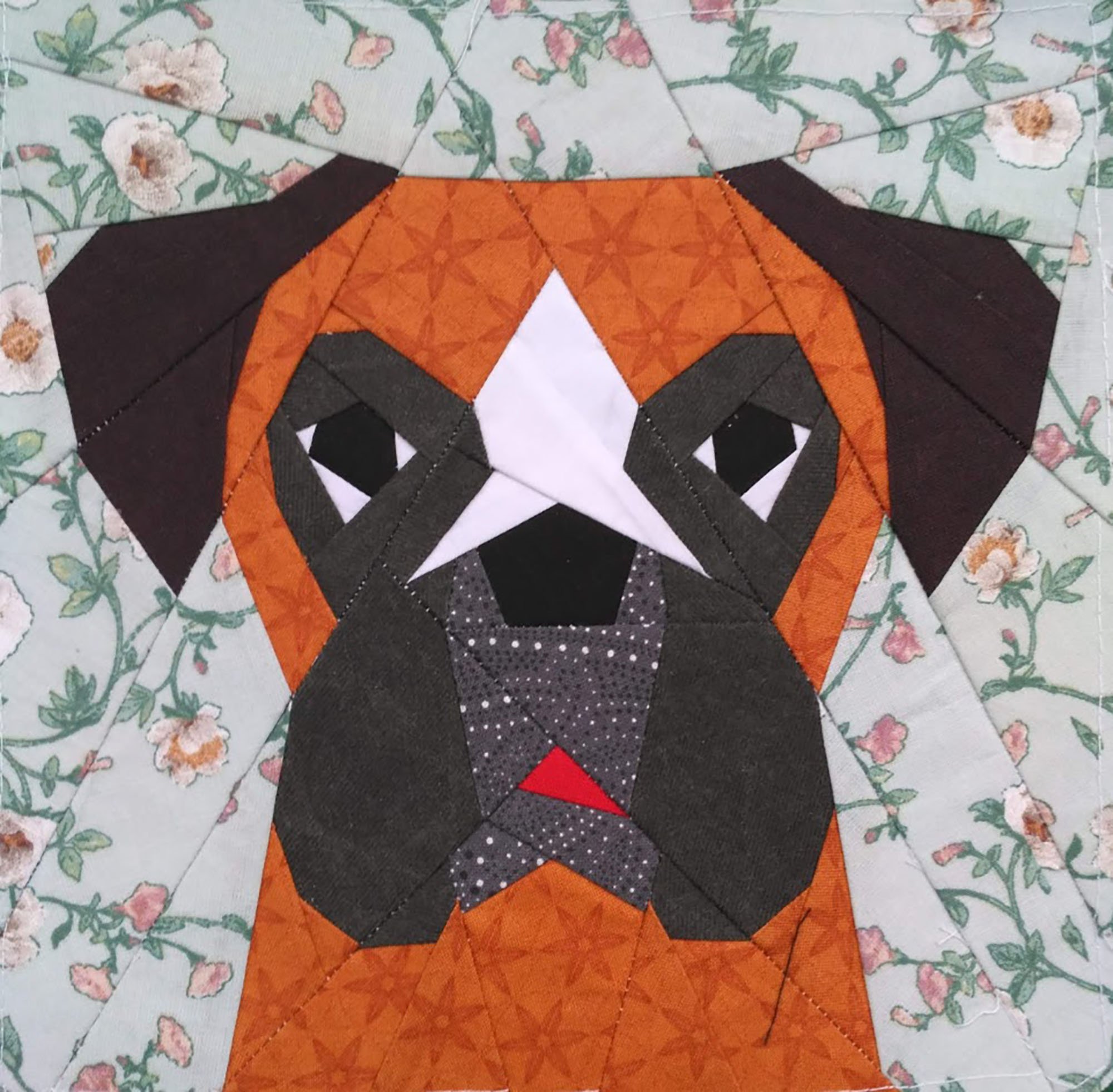 Boxer dog Quilt Block PDF Pattern # 1 (fullface)