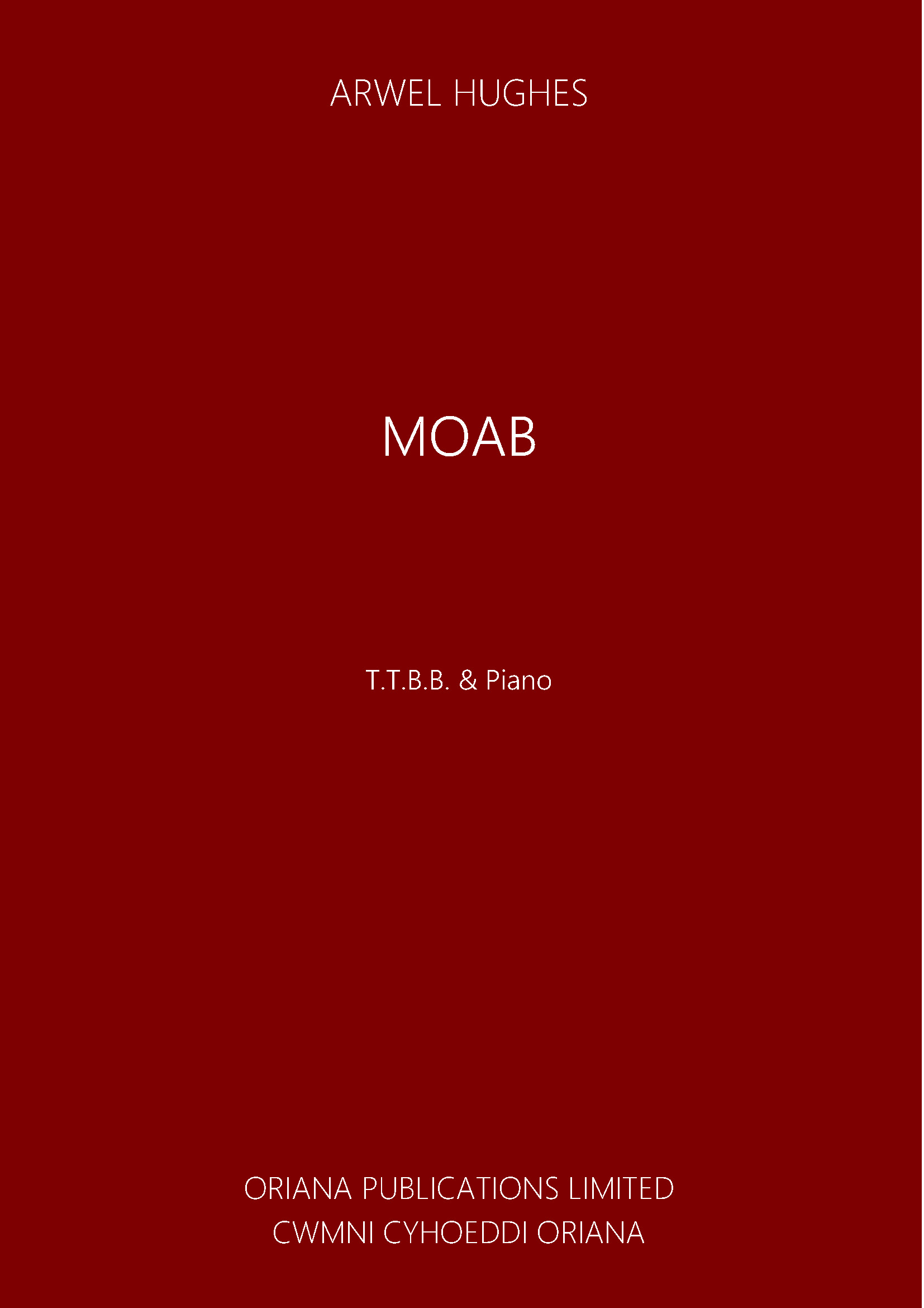 John Roberts arr.Arwel Hughes: Moab [T.T.B.B. & Piano] - Payhip