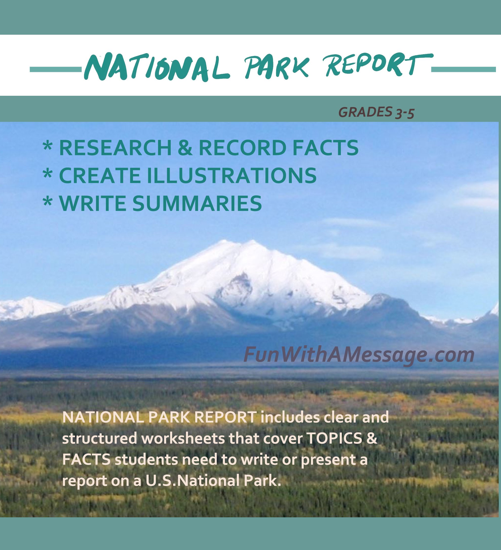 NATIONAL PARK REPORT WORKSHEETS - Payhip