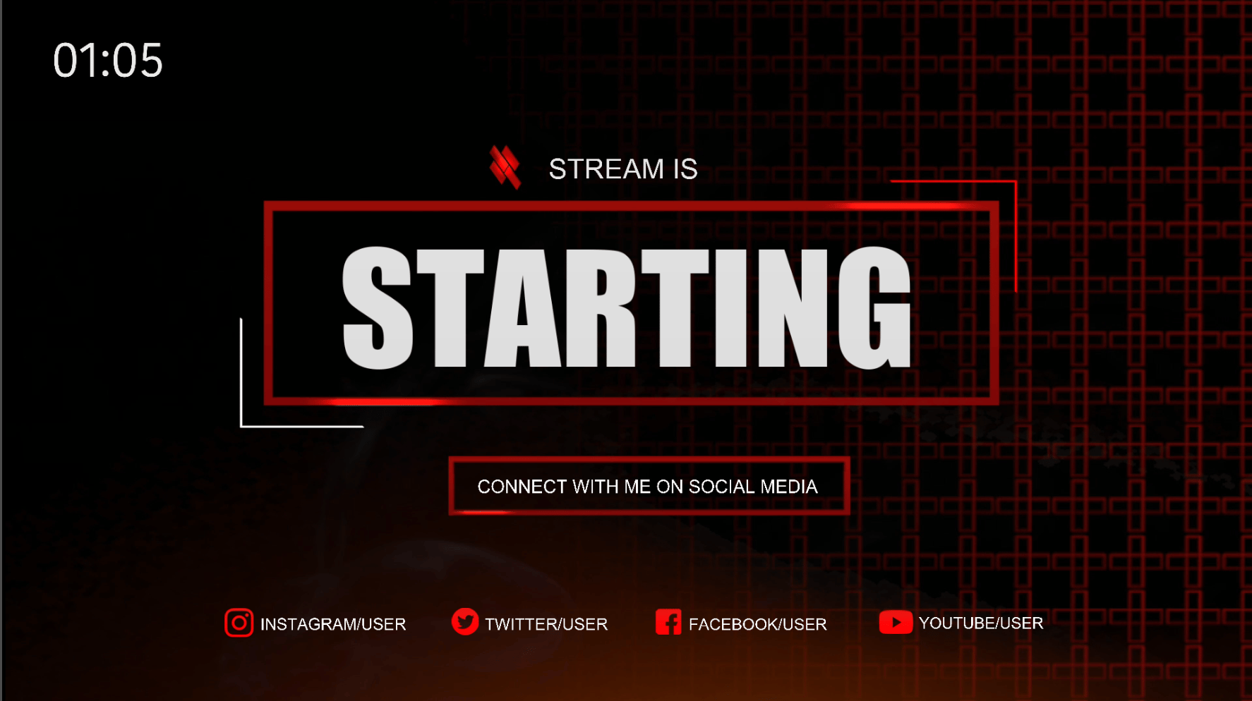 Twitch & Youtube OBS Stream Template - (Scarlet Grid) - Payhip