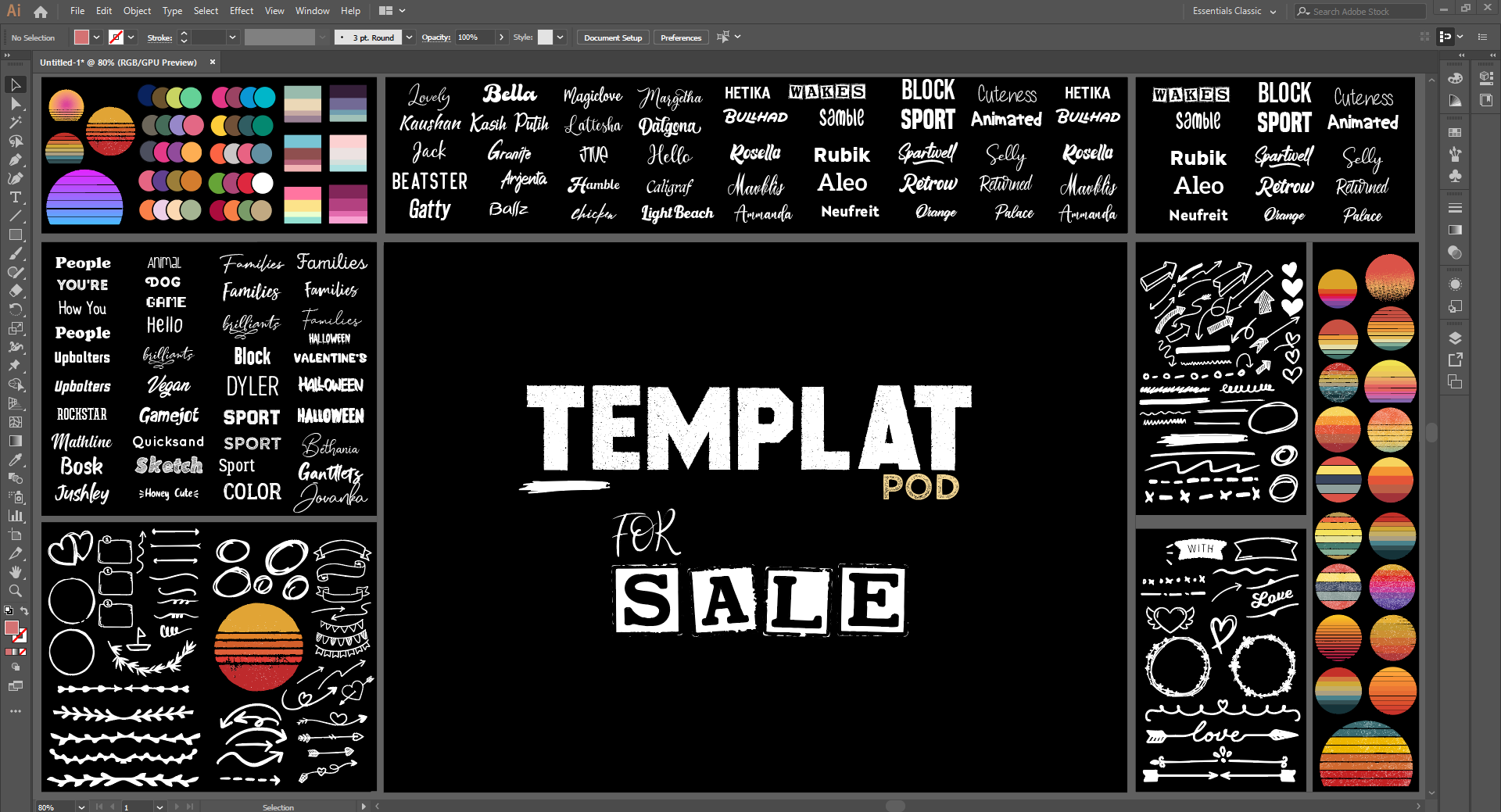 ilustrator template design for pod business amazon kdp redbubble and ...