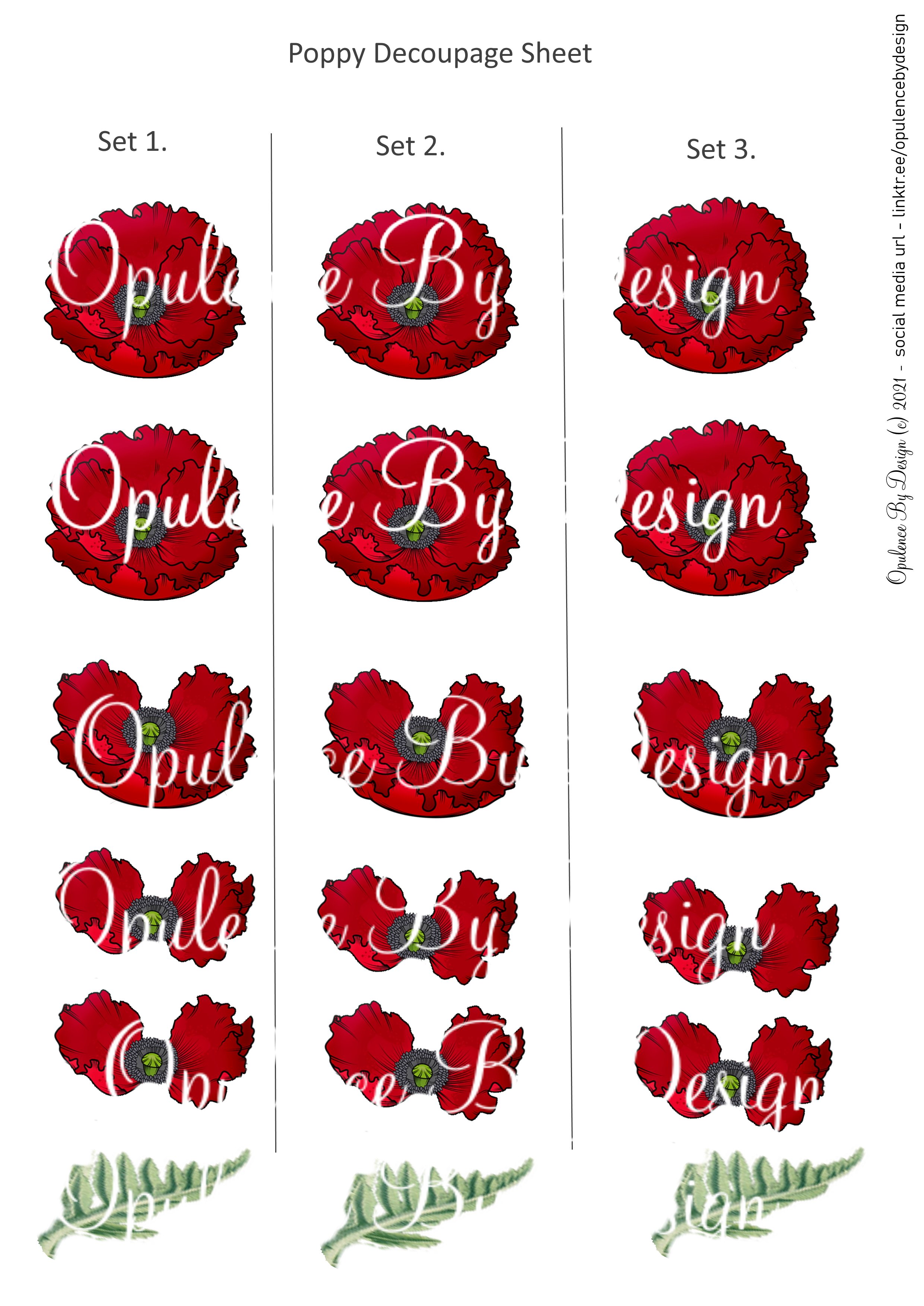 Print, Cut and Form Poppy Decoupage Flower Former PDF Digital Download ...