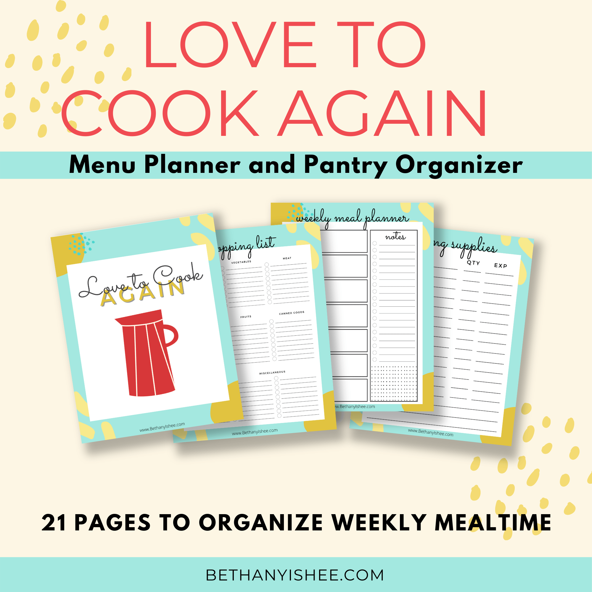 Love to Cook Again Weekly Meal Planners, Shopping LIst, and Pantry ...