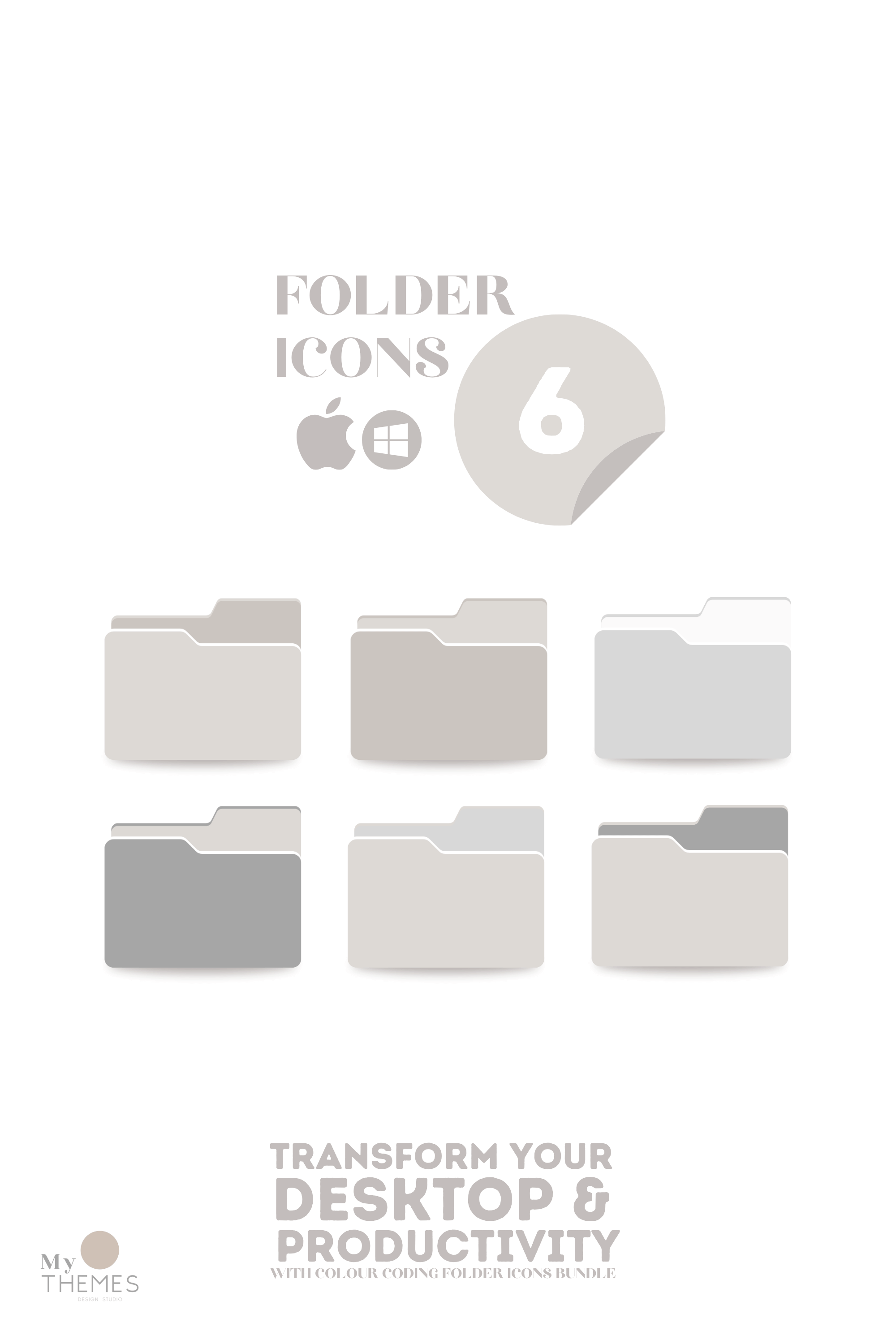 6 FOLDER ICONS for MAC & WINDOWS | Light Gray - Payhip
