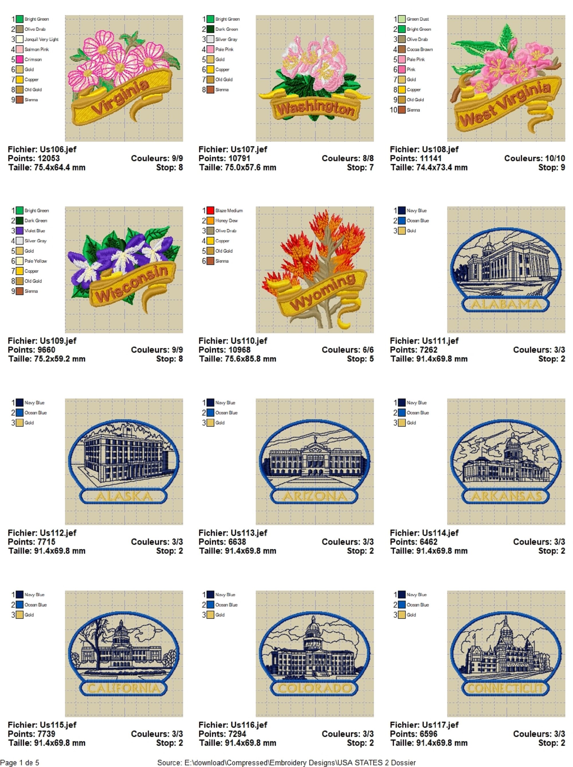 USA states Collection Part 2 Embroidery designs - Payhip