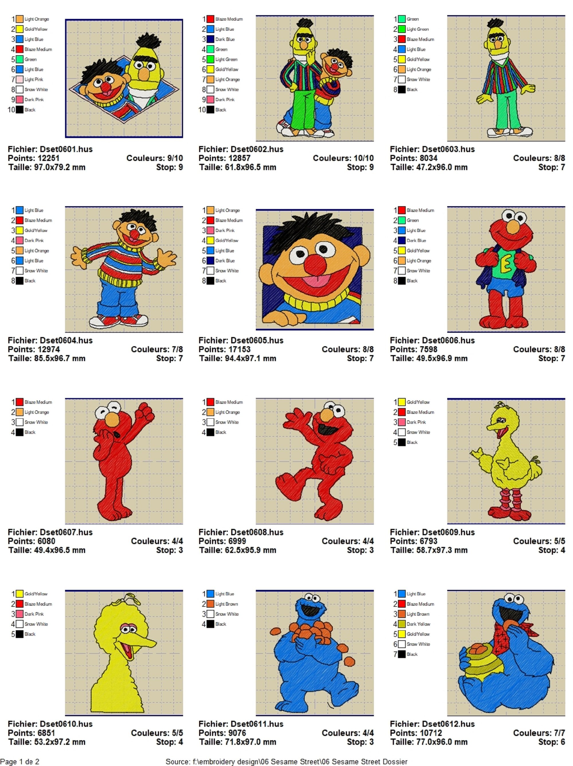 Sesame street Embroidery Designs - Payhip