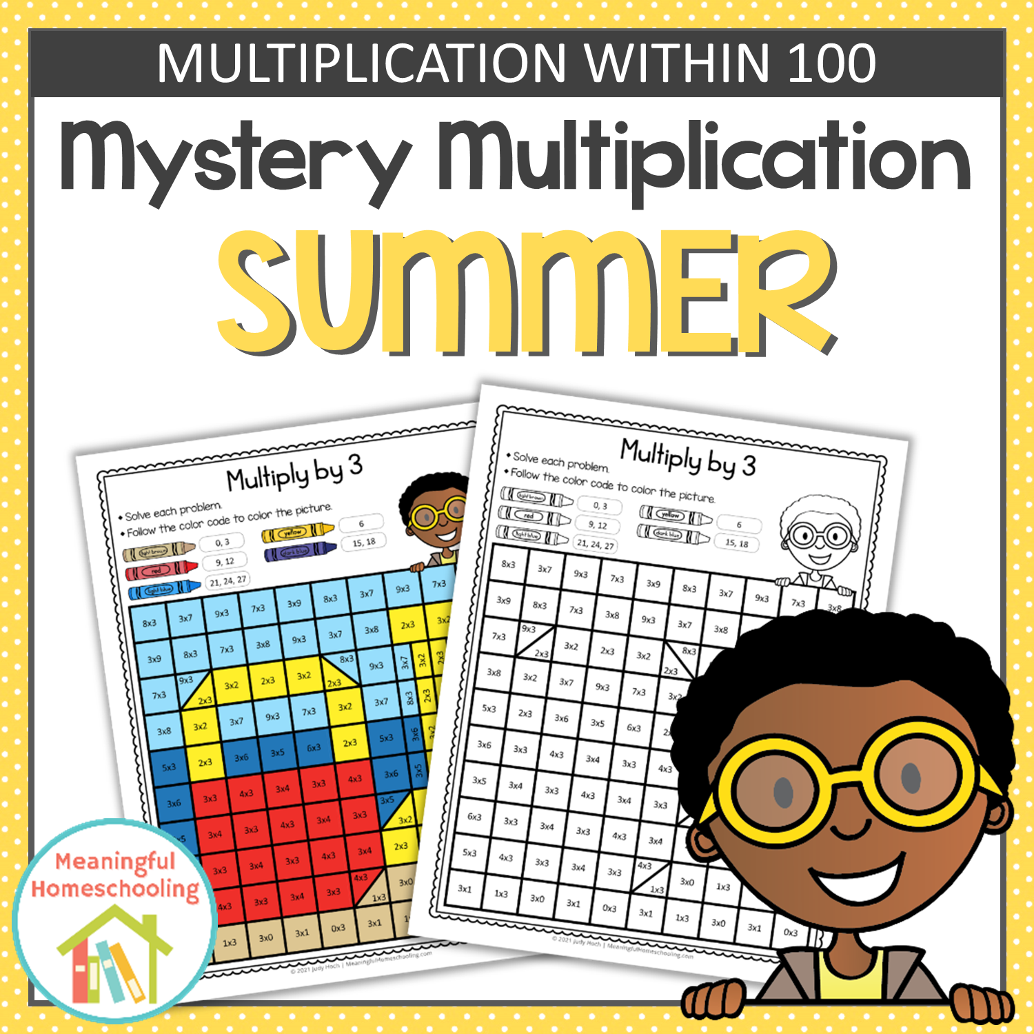 Summer Multiplication Mystery Pictures (Multiplication Within 100)