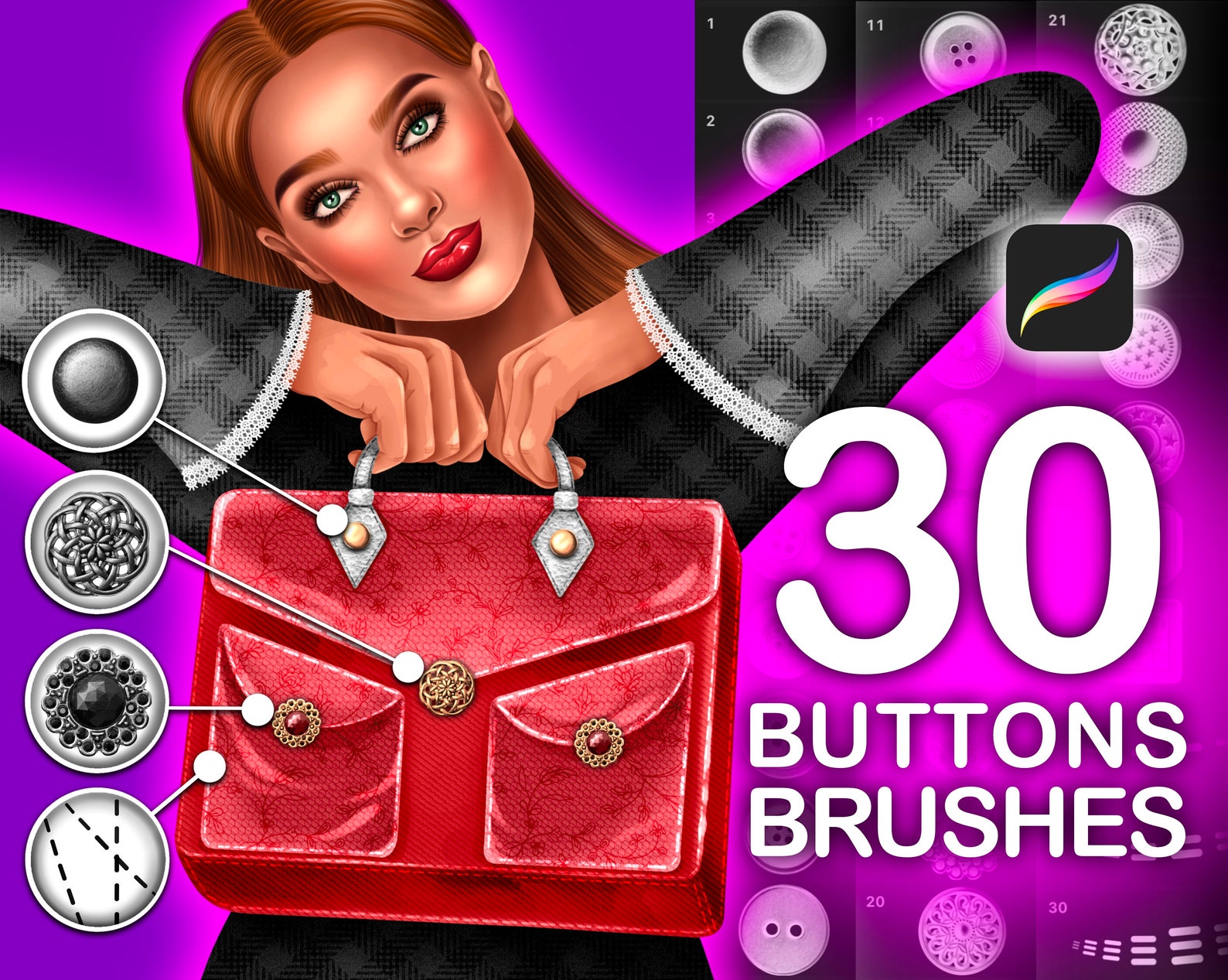 30 Procreate Button Brushes Payhip