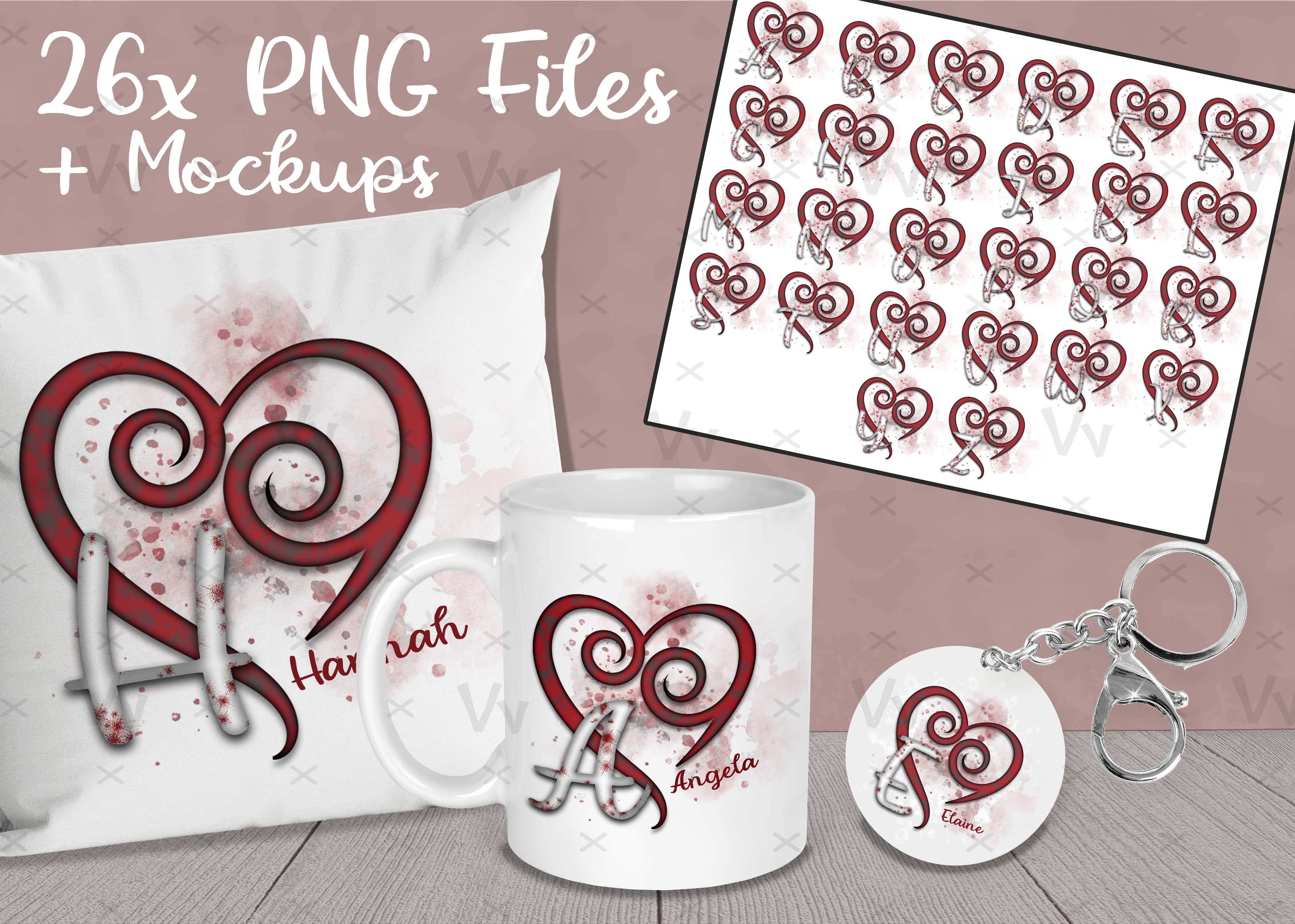 Red Heart Valentine's Alphabet PNG Designs x26 (Ref. 020) - Payhip