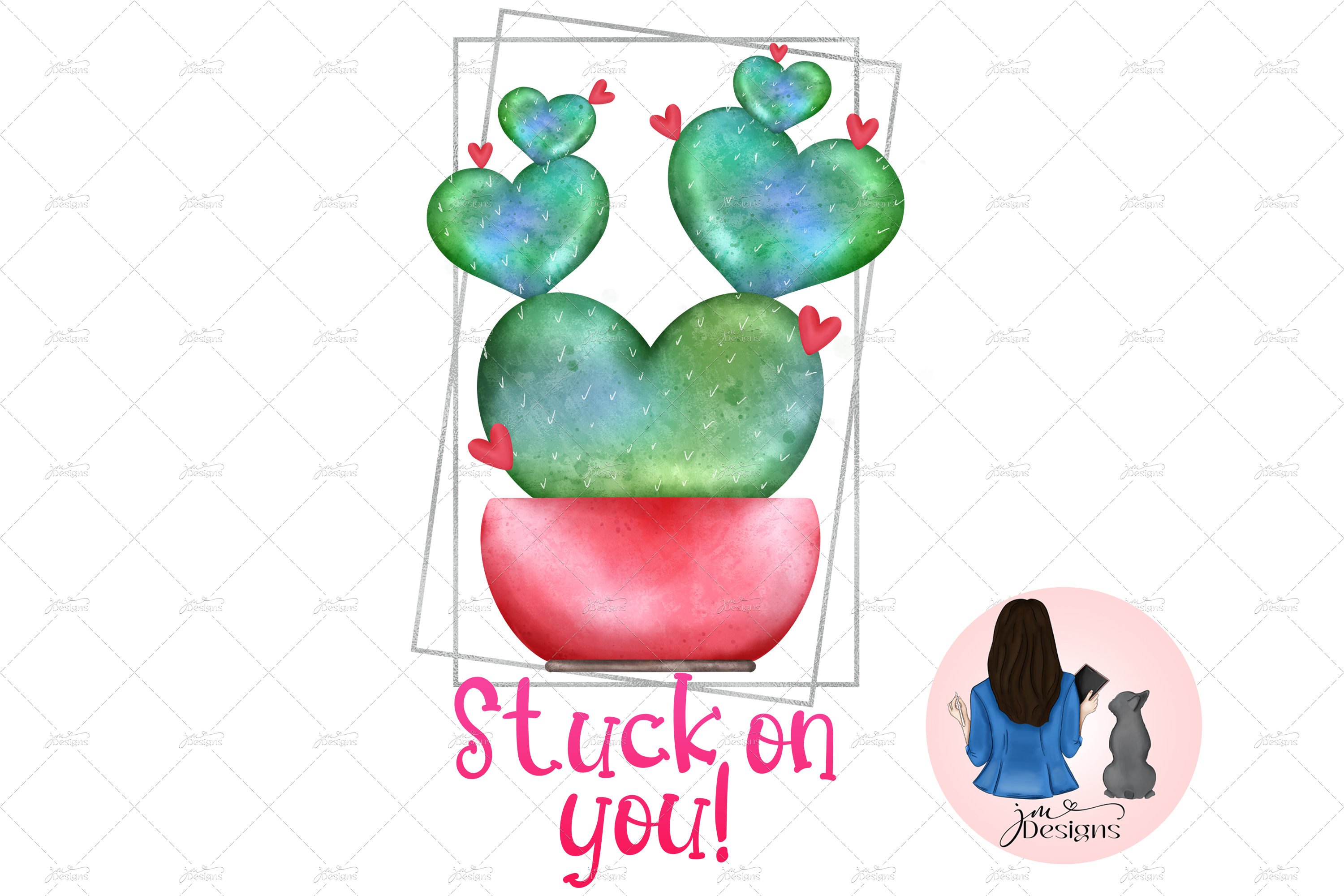 'Stuck on you' Valentine's Cactus Humour Sublimation Quote - Payhip