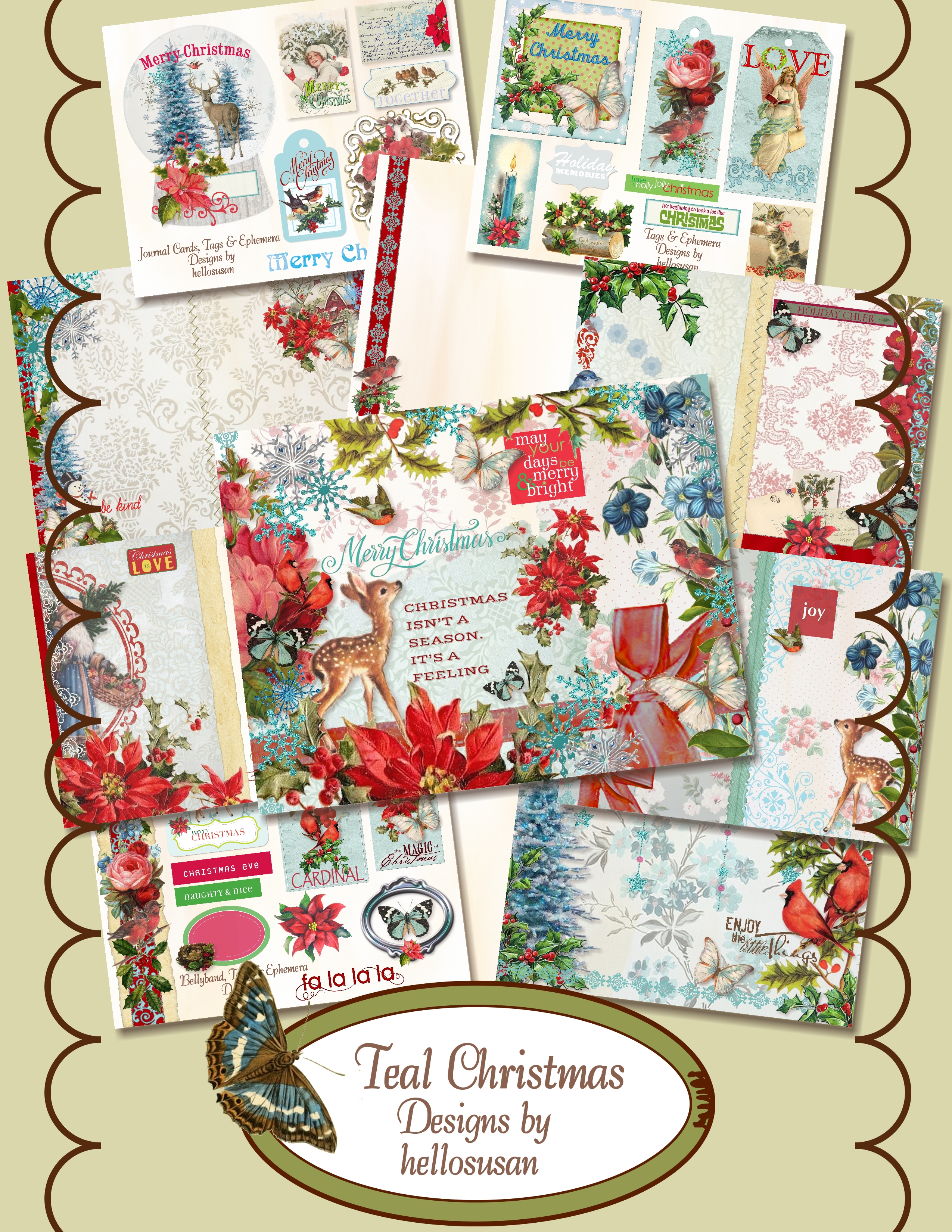 Teal Christmas Journal Digital Kit - Payhip