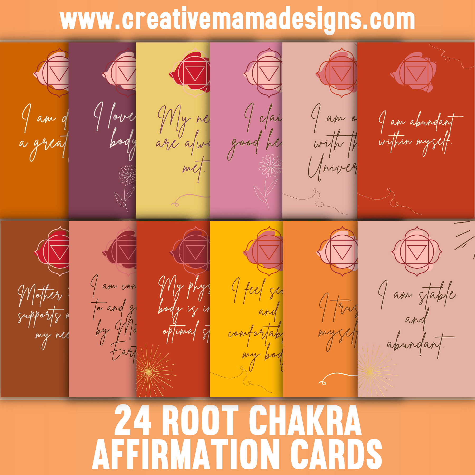 24 Root Chakra Affirmation Card Deck - PRODUCT 139 - Commercial Use ...