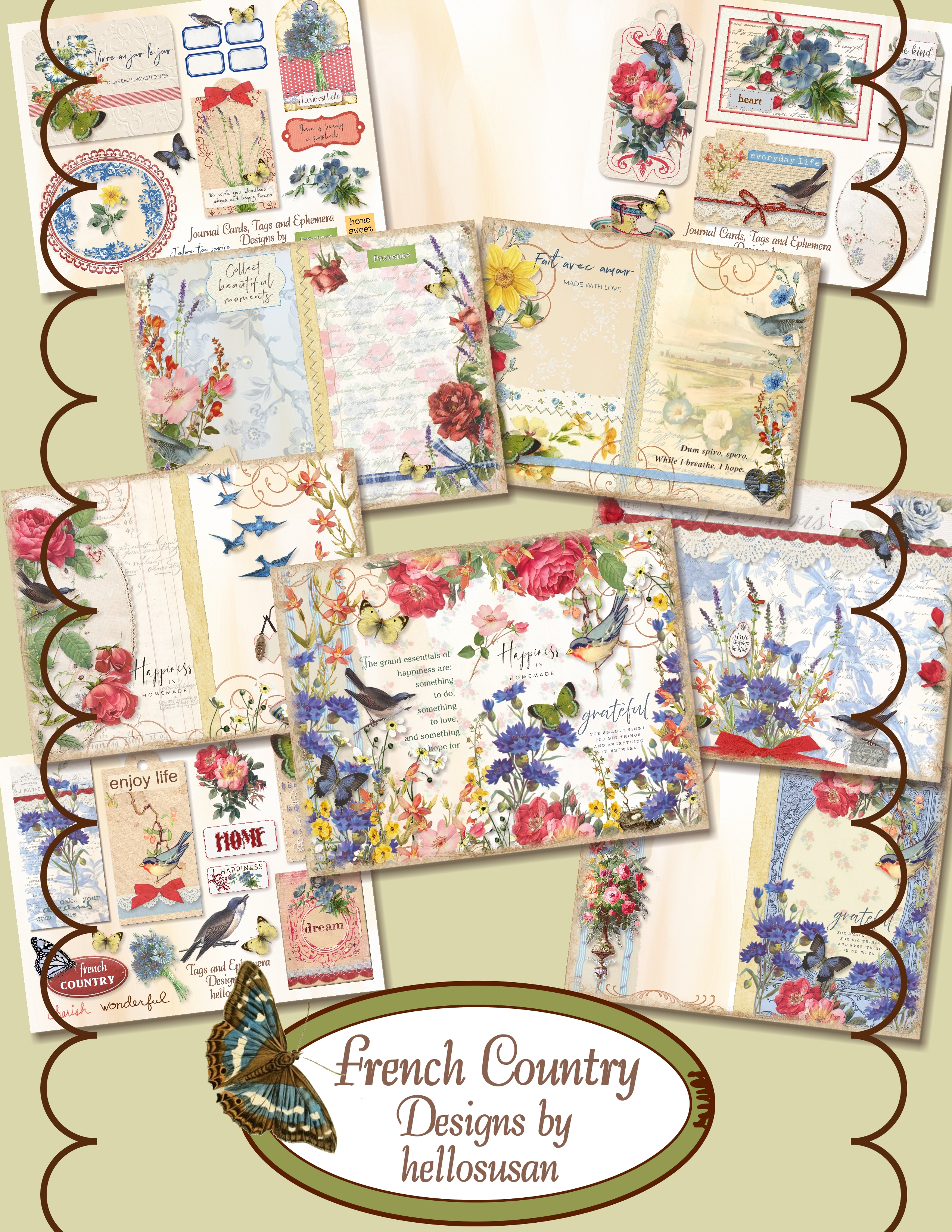 French Country Vintage Digital Journal Kit - Payhip