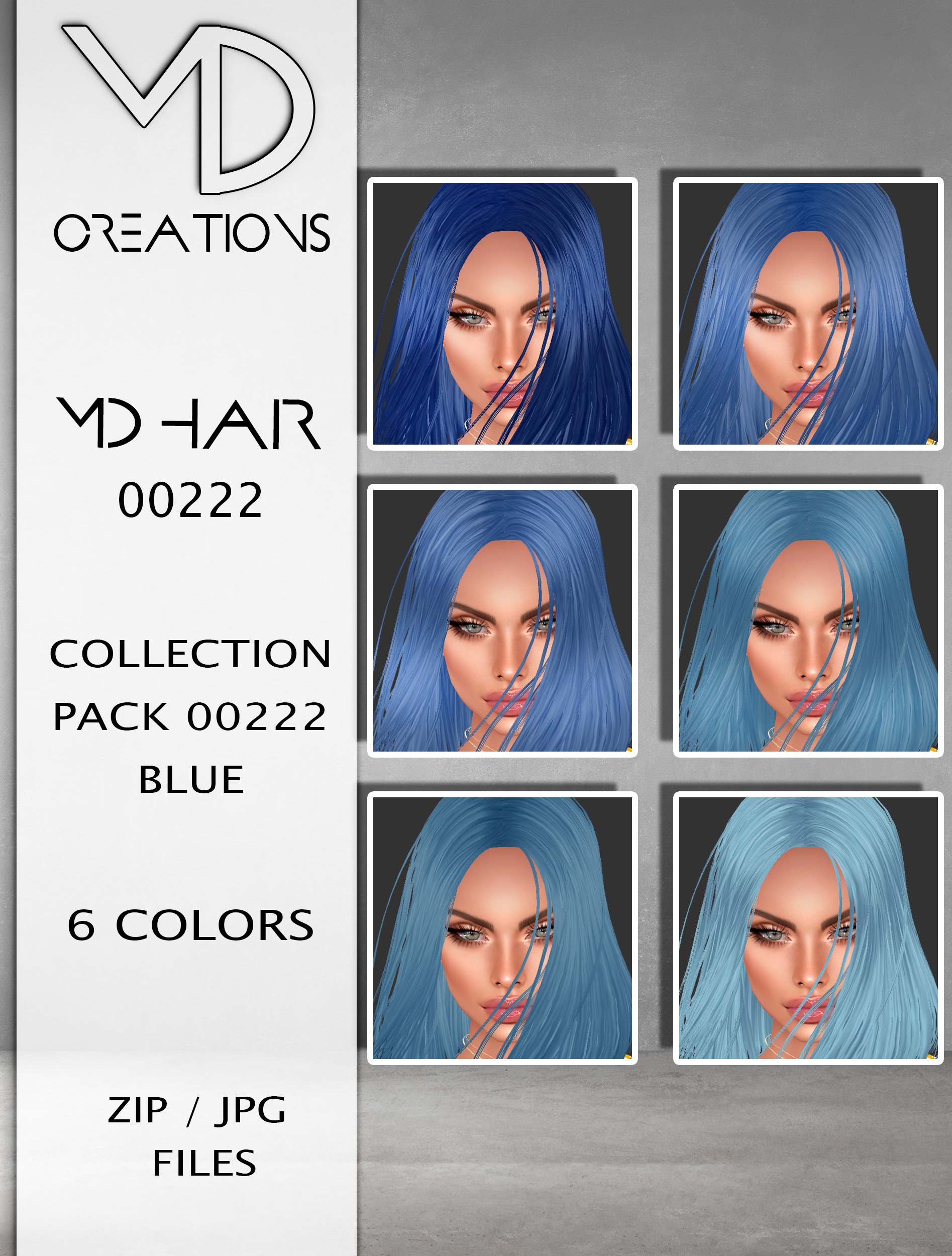 MD Hair 00222 - Pack Blue - IMVU - Textures - Payhip