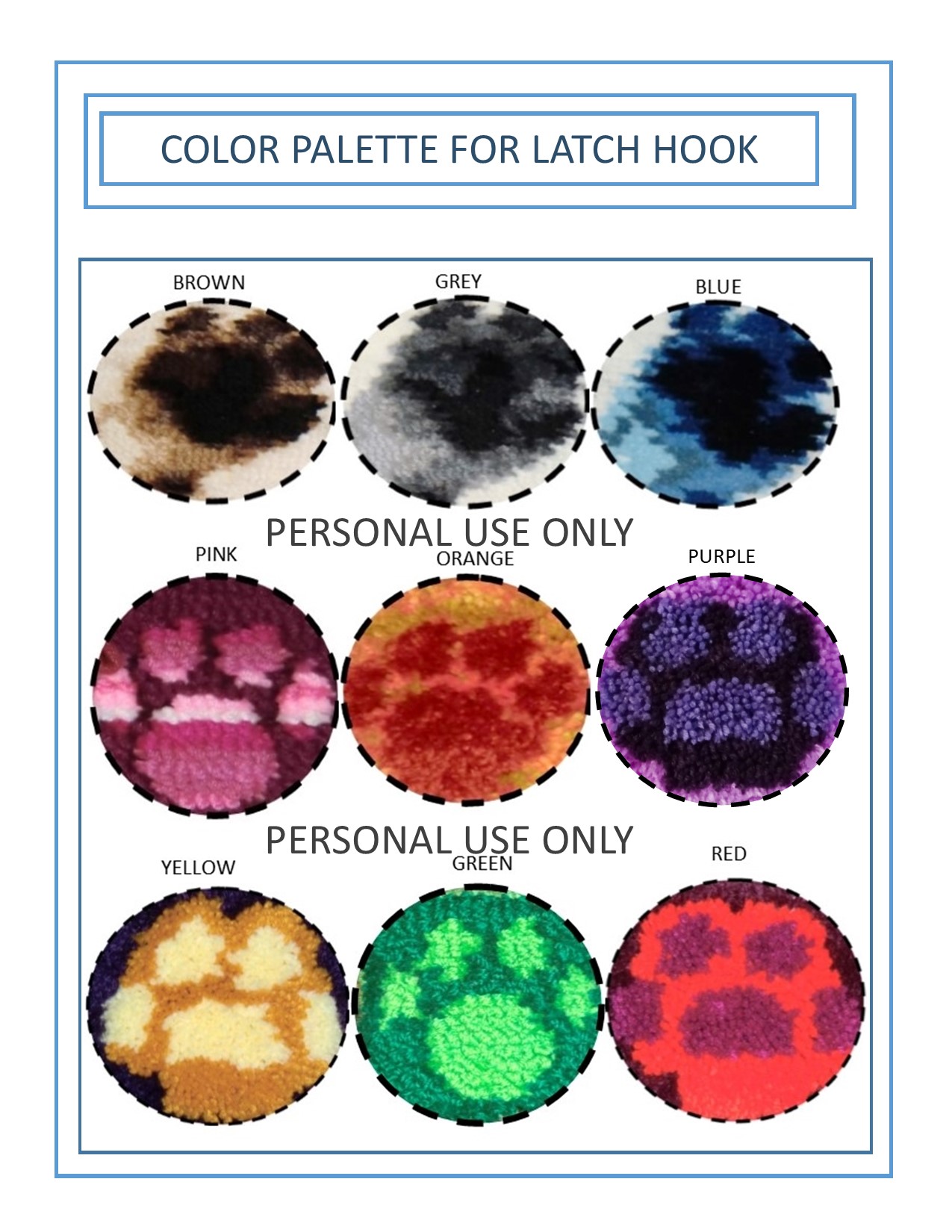 2019 Latch Hook Color Pallette Pre Cut Yarn Booklet - Payhip