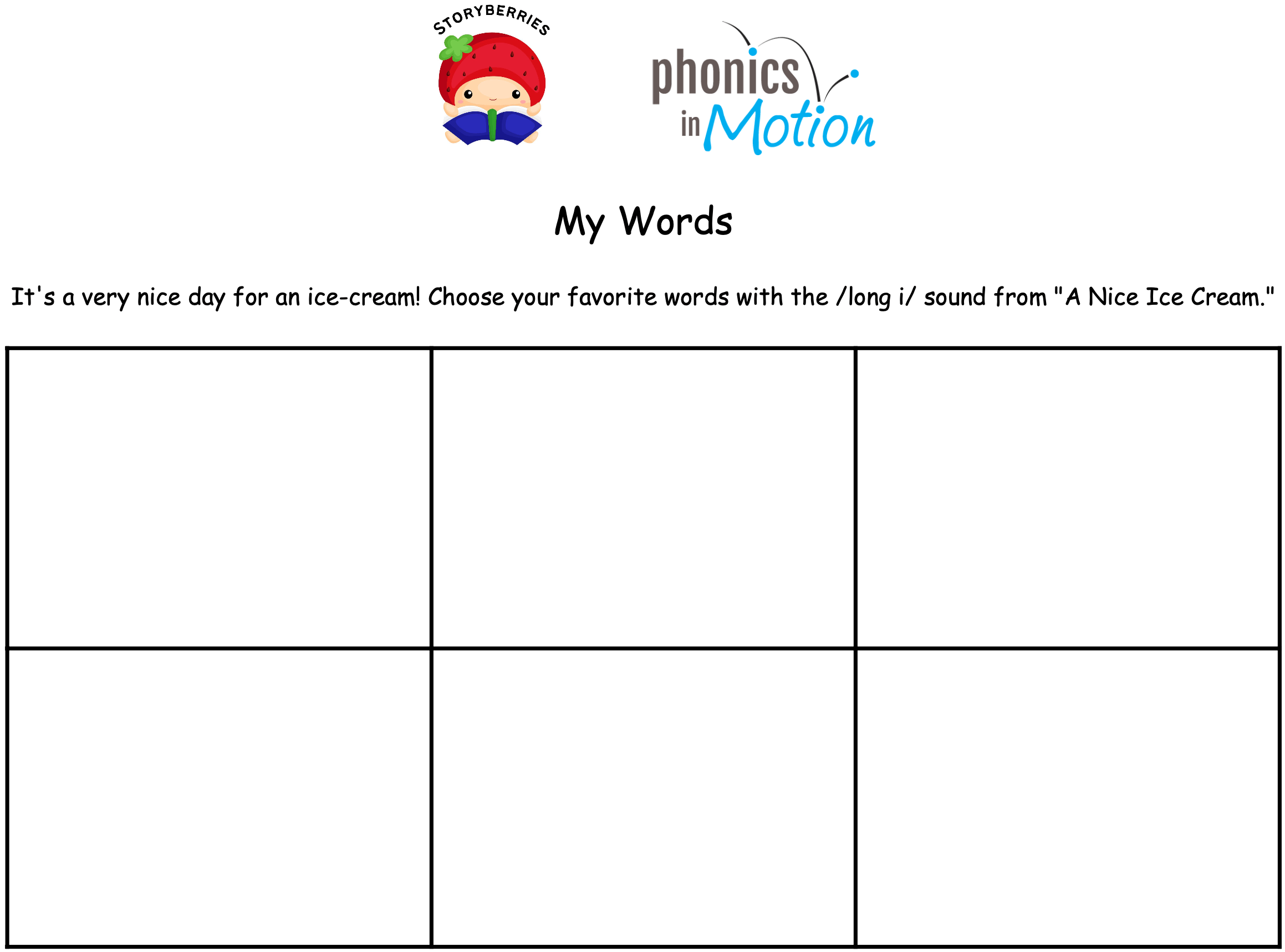 Free phonics activity sheet /long i/ sound for "A Nice Ice Cream" - Payhip