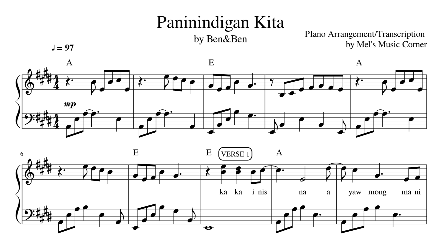 Paninindigan Kita by Ben& sheet music - Payhip