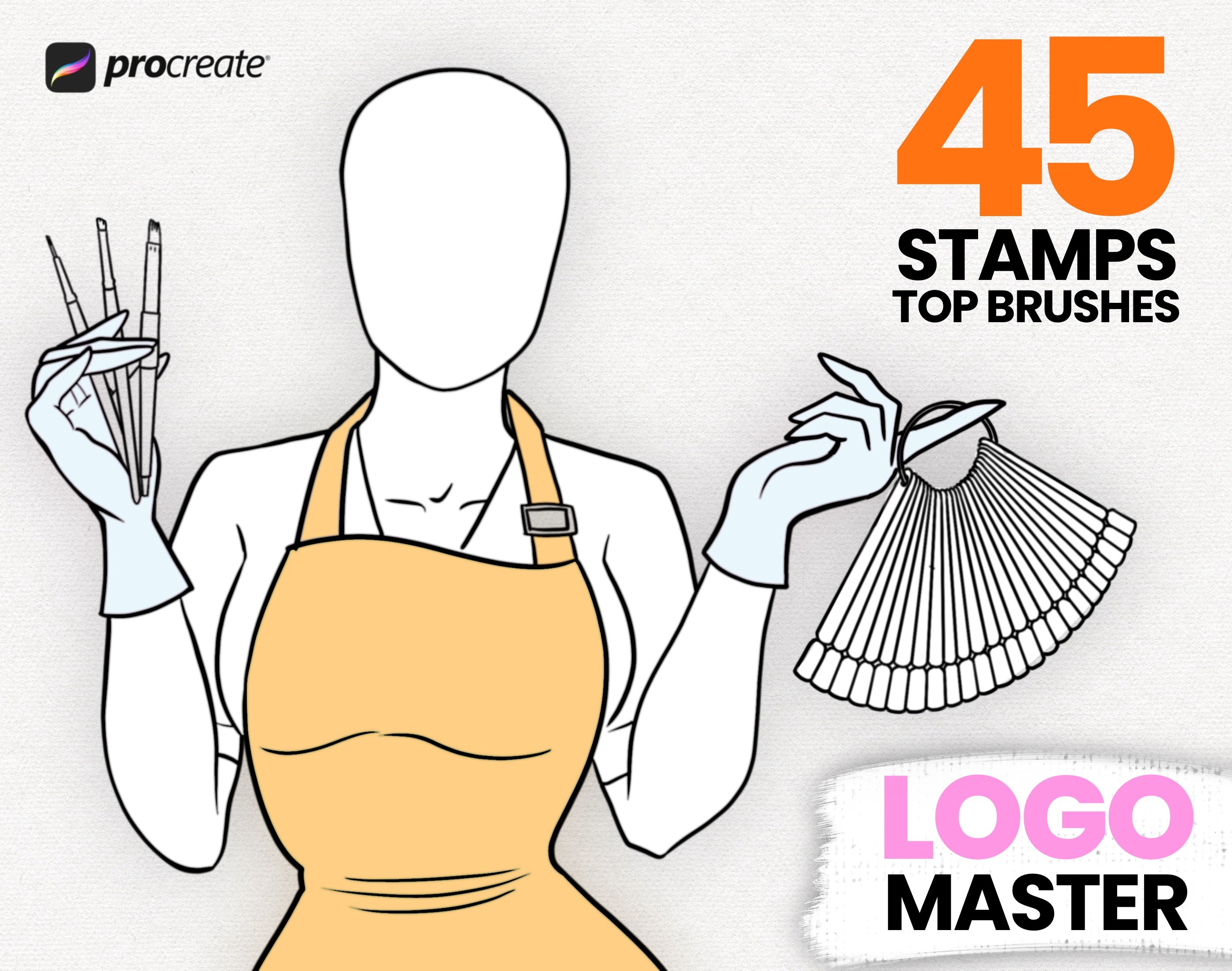 Logo Portrait Stamp Brushes for Procreate - 45 Stamps Set