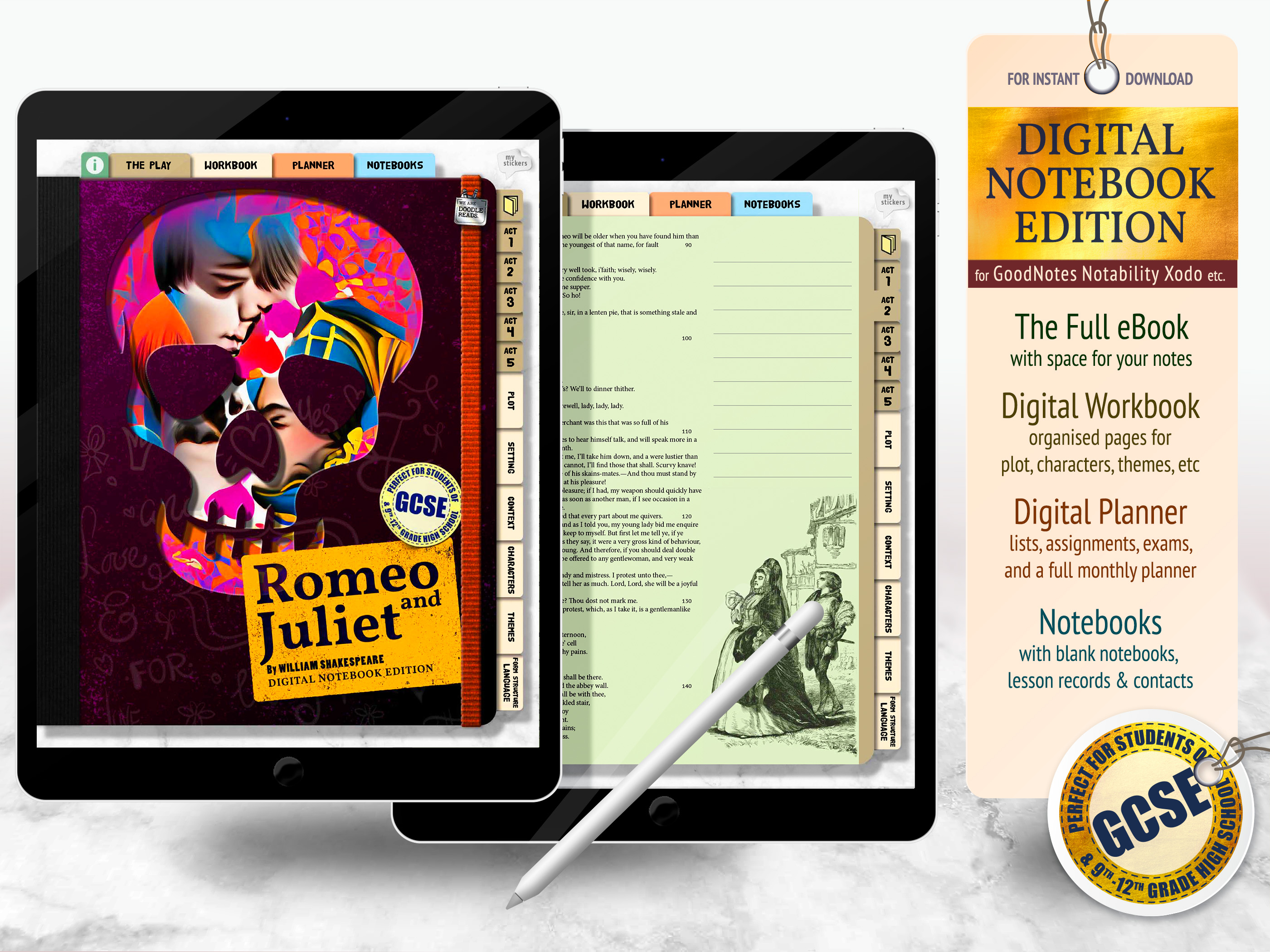 Romeo and Juliet: Digital Notebook Edition - for Notability, Goodnotes ...